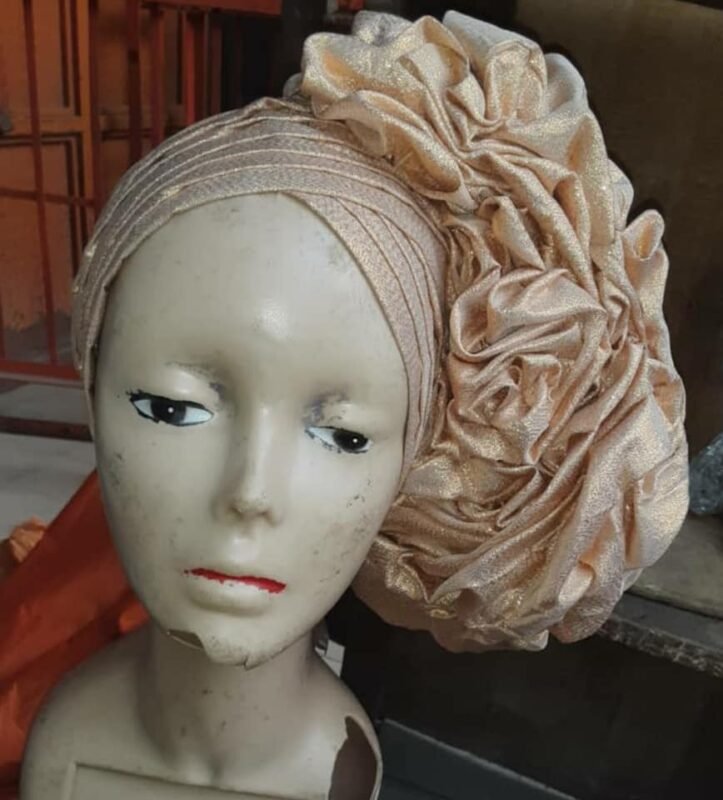 Latest Raw Silk Gele (Hat) Gold - PrimeOja
